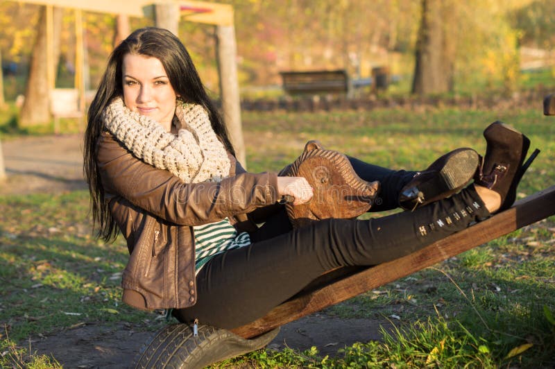 Smiling Young Model Relaxing in a Sunny Garden Stock Image - Image of ...