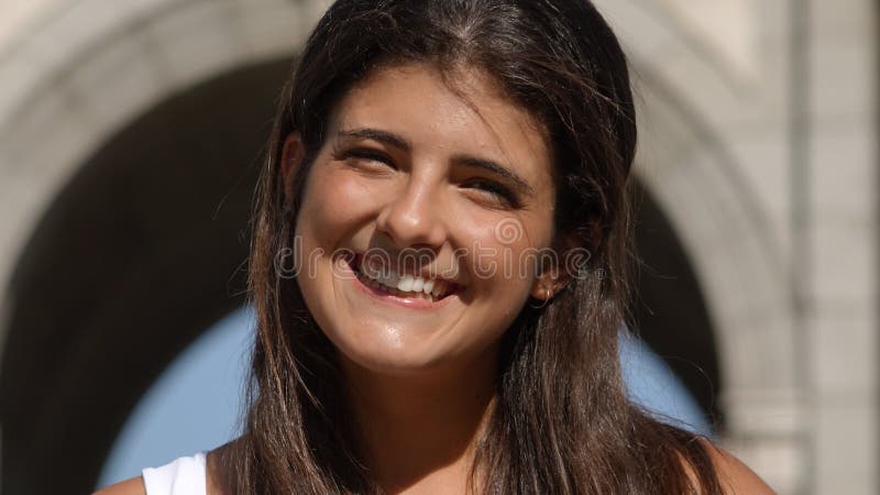 Smiling Young Spanish Woman or Tourist Stock Photo - Image of tourist ...