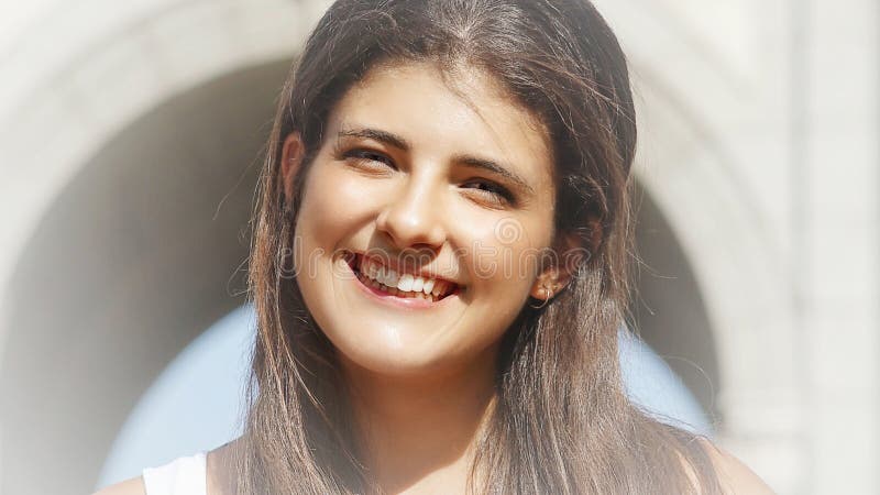 Smiling Young Spanish Woman or Tourist Stock Photo - Image of woman ...