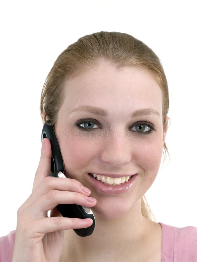 Smiling Young Woman with Cell Phone Stock Photo - Image of happy, young ...