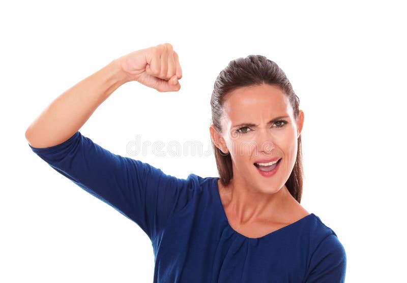 Smiling Young Woman Gesturing a Victory Stock Photo - Image of pretty ...