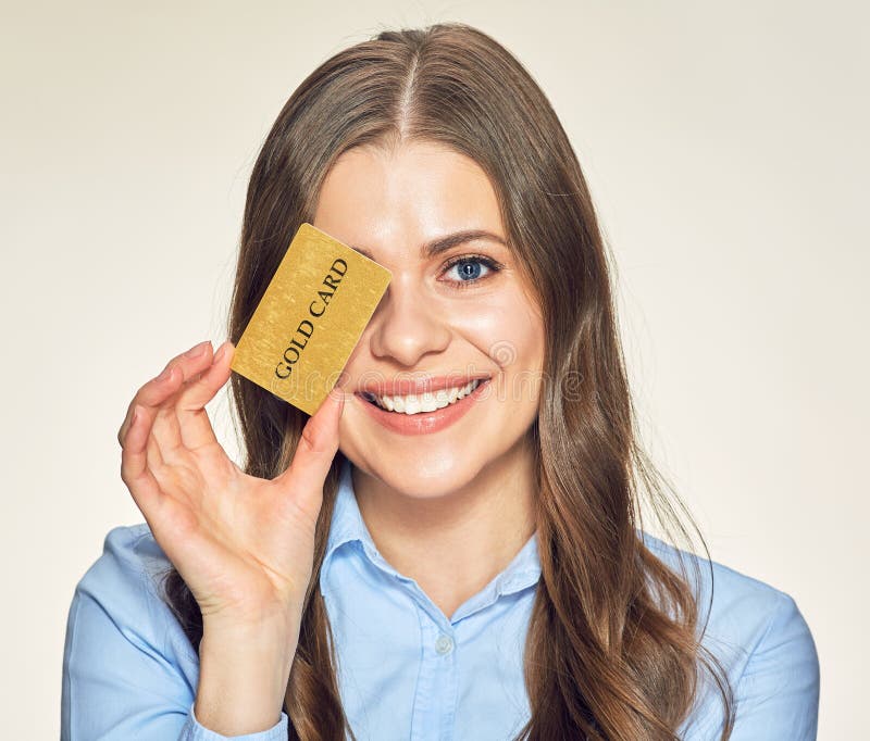 Smiling Young Woman Holding Gold Credit Card Stock Image - Image of ... Smiling Young Woman Holding Gold Credit Card Stock Image - Image of ...