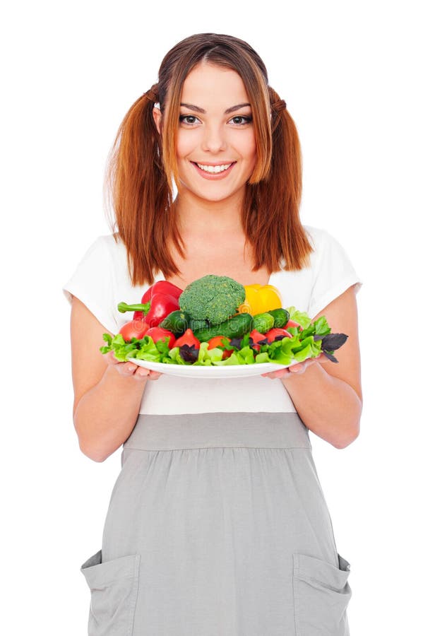 Smiling Young Woman Holding Vegetables Stock Photo - Image of eating ... Smiling Young Woman Holding Vegetables Stock Photo - Image of eating ...