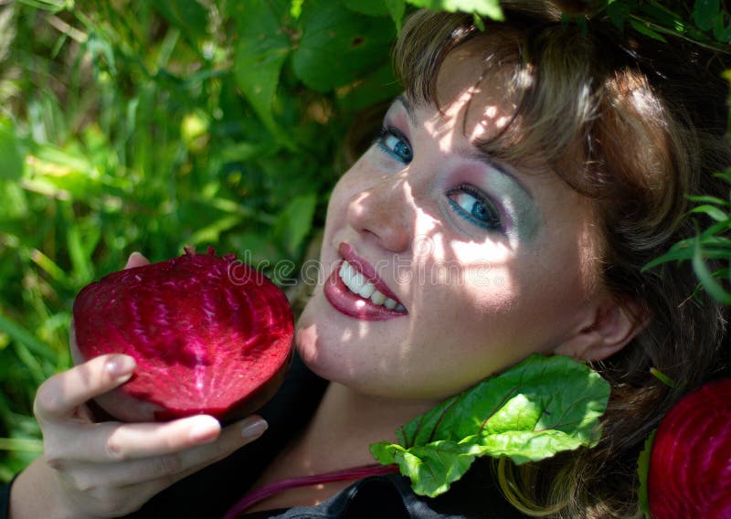 Smiling Young Woman with the Red Beets Stock Photo - Image of gardener ...
