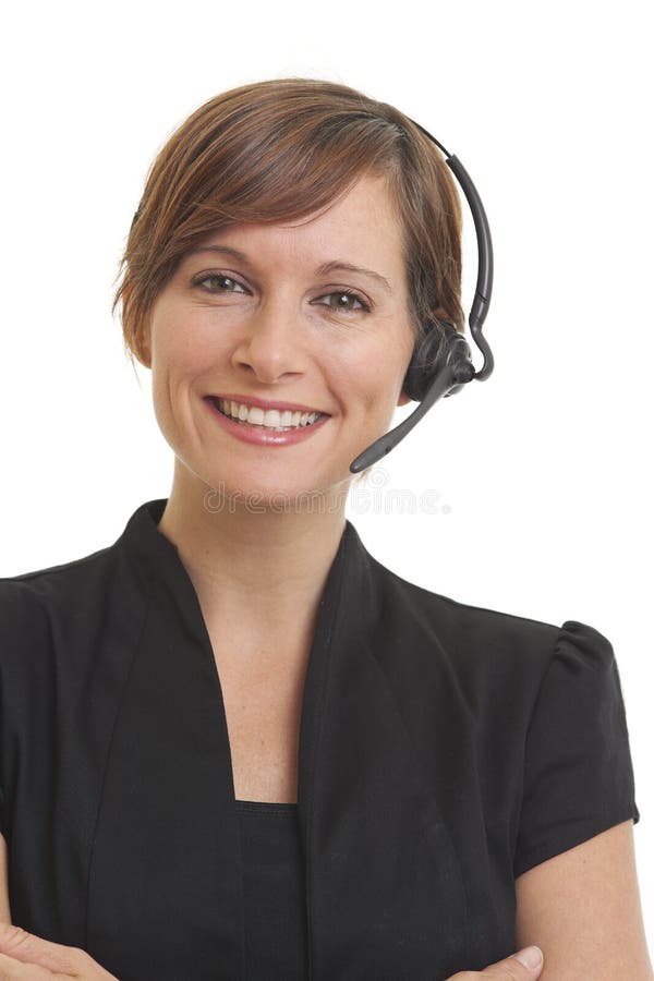 Portrait of Young Telemarketer Stock Photo - Image of pretty, headset ...