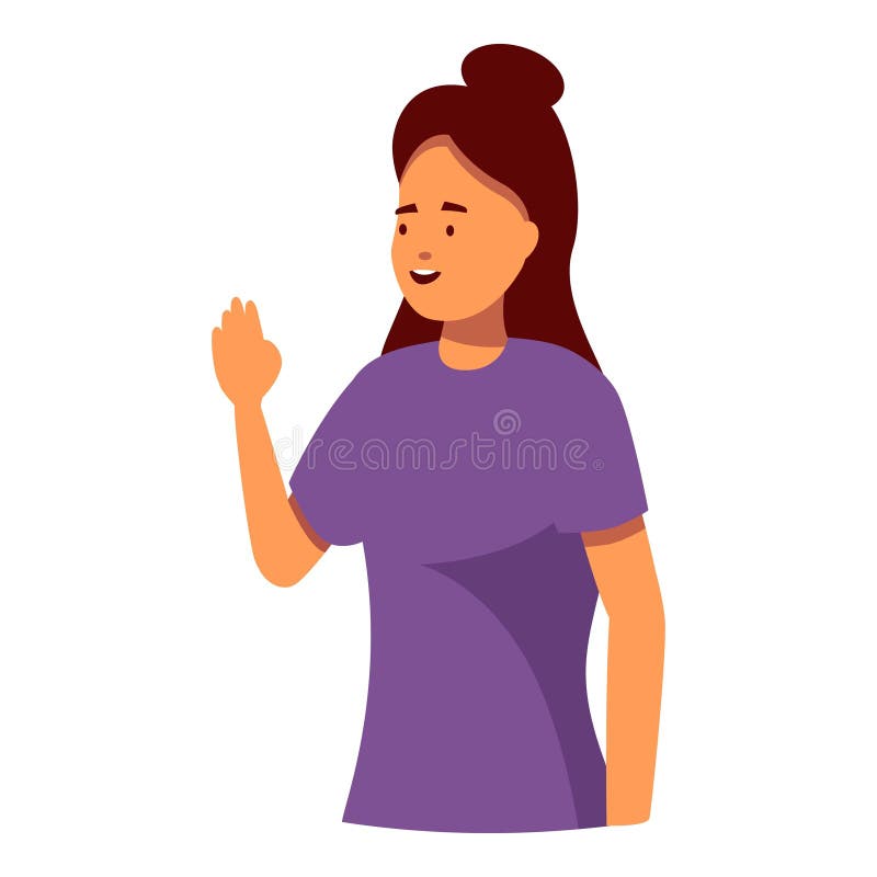 Smiling Young Woman Is Waving With Her Hand Stock Illustration