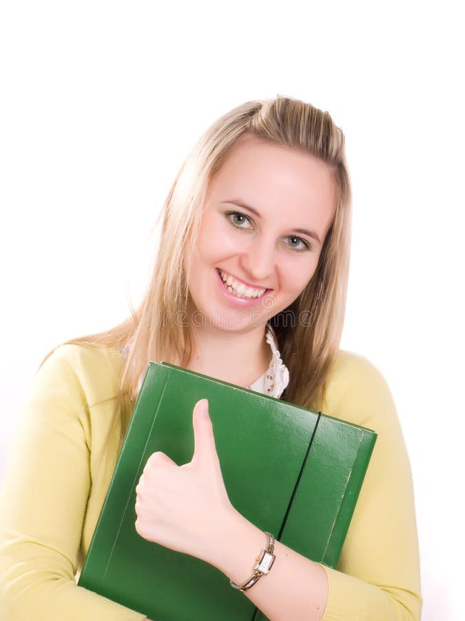 Smilling Student with Folder Stock Photo - Image of attractive ...