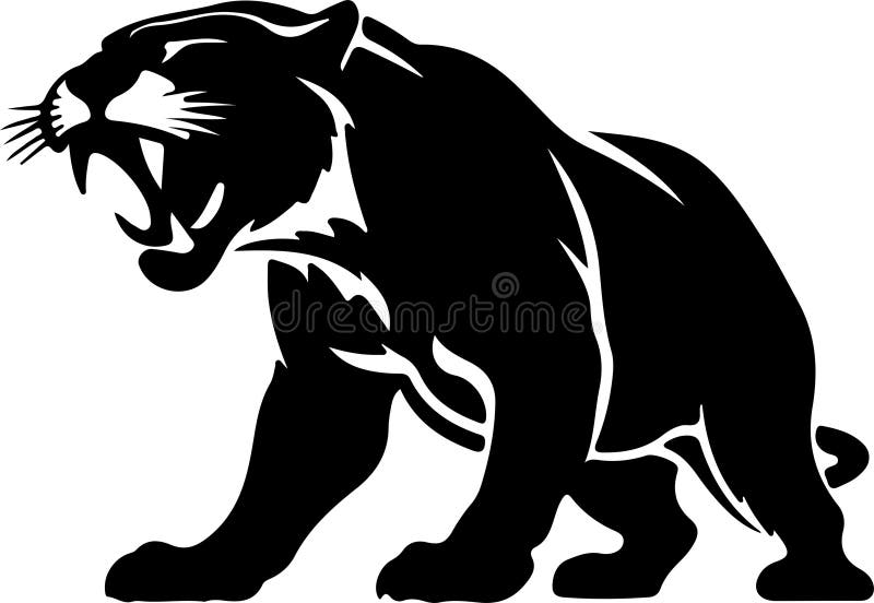 Smilodon Black Silhouette Generative Ai Stock Vector - Illustration of ...