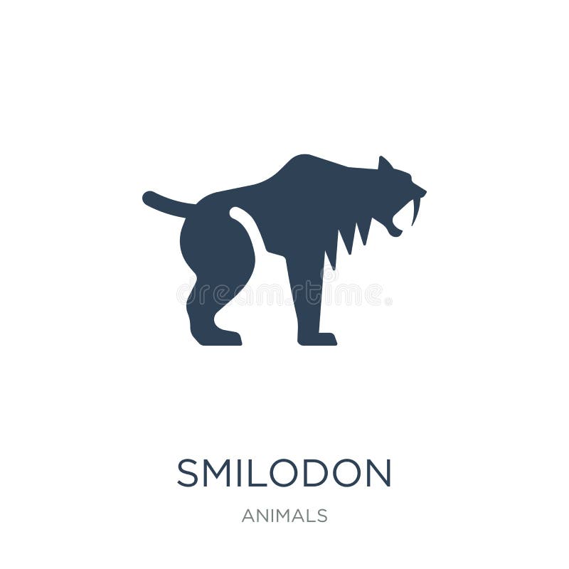 Smilodon Vector Icon on White Background. Flat Vector Smilodon Icon ...