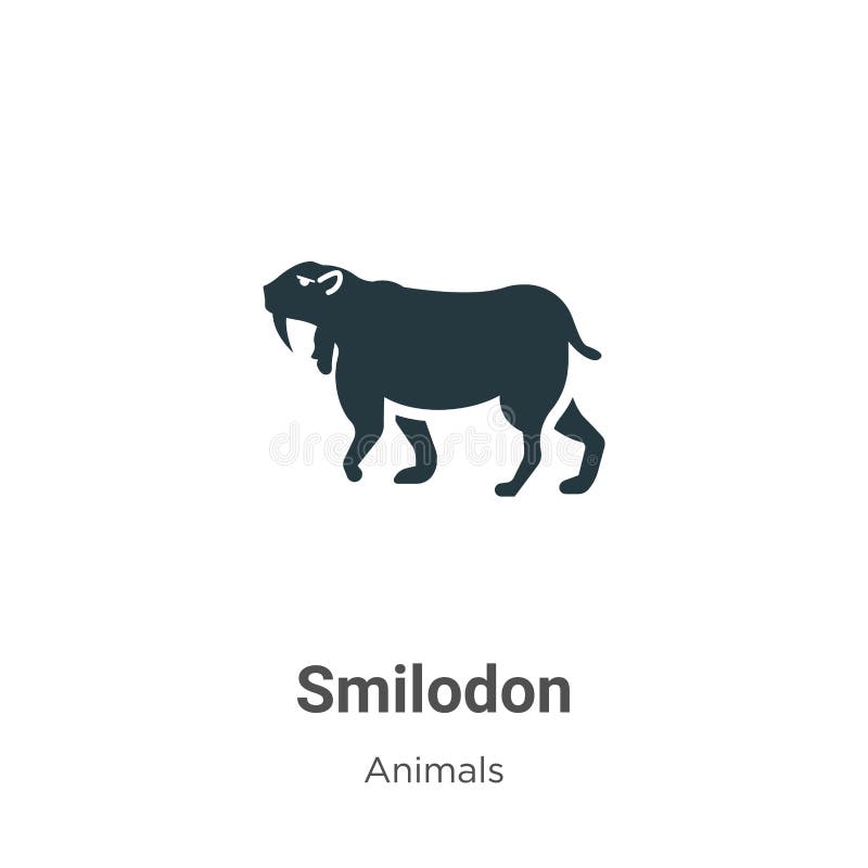 Smilodon Vector Icon on White Background. Flat Vector Smilodon Icon ...