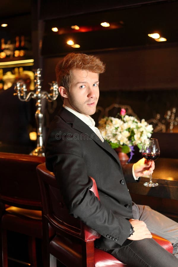 Man in Suit Holding a Glass of Wine Stock Image - Image of human, happy ...