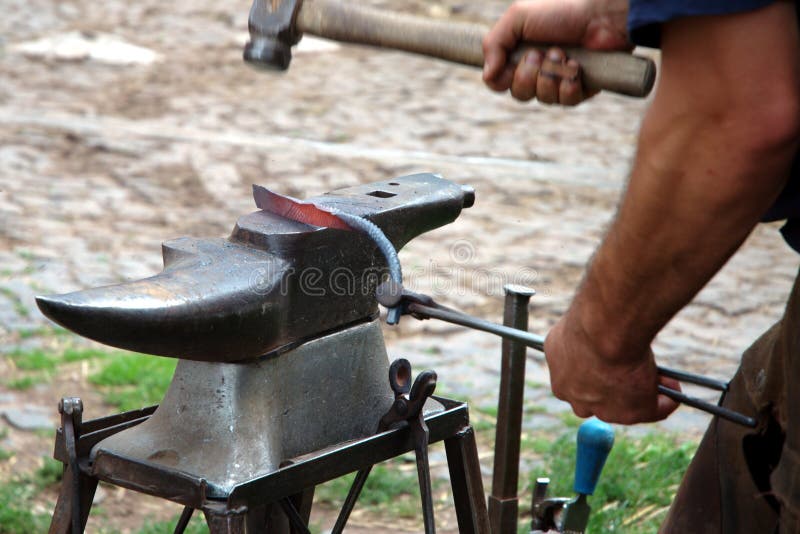Blacksmith Hammering Hot Metal Stock Image - Image of forge, anvil ...