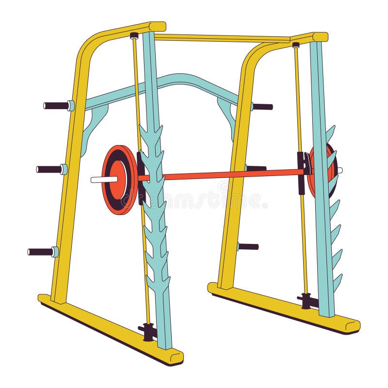 Smith Machine for Weight Training Flat Monochrome Isolated Vector ...