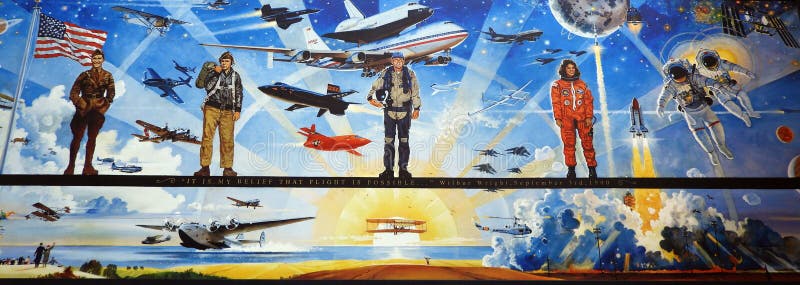Smithsonian Steven F. Udvar-Hazy Center Aviation Mural Editorial Photo ...
