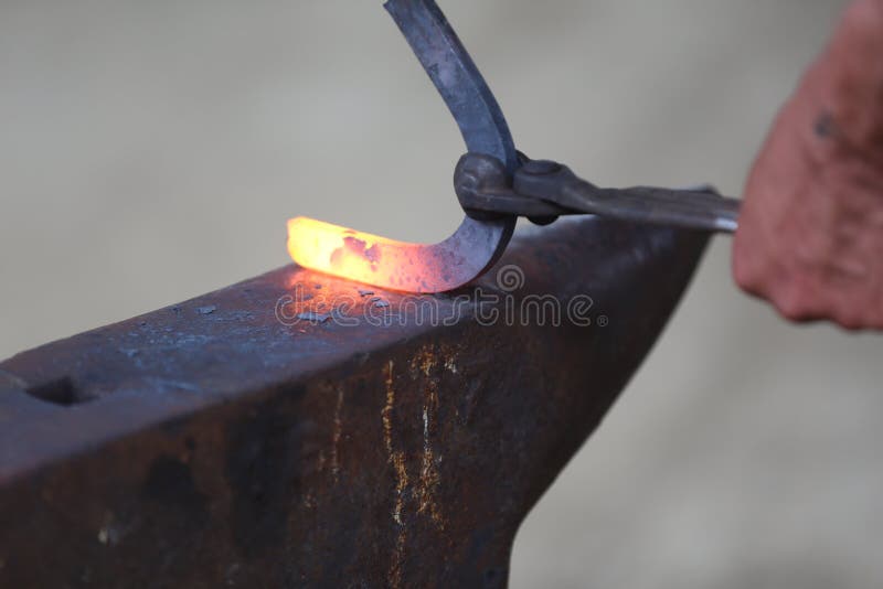 Blacksmith Working at Smithy Workshop Stock Photo - Image of heat, hoof ...