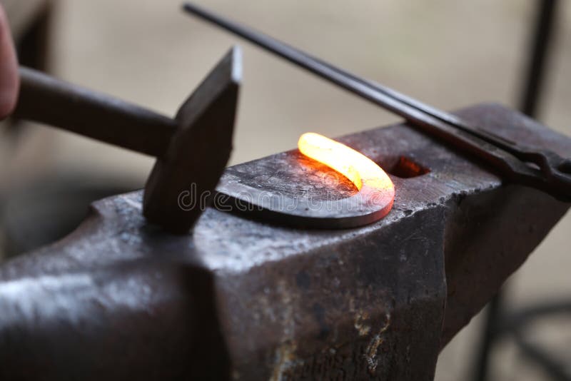 Blacksmith Working at Smithy Workshop Stock Photo - Image of closeup ...