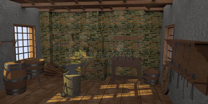 Smithy interior stock illustration. Illustration of room - 24274992