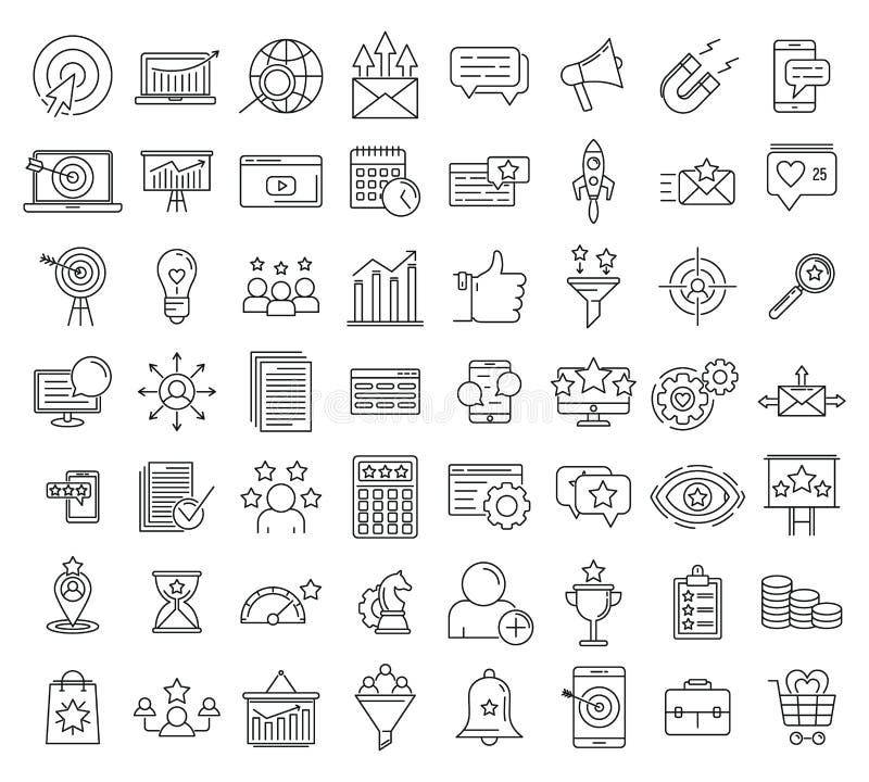 Request Icons Set Outline Vector. Friend Computer Stock Vector ...