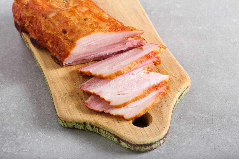 Smocked Meat with Fat, Sliced Stock Photo - Image of meat, protein ...
