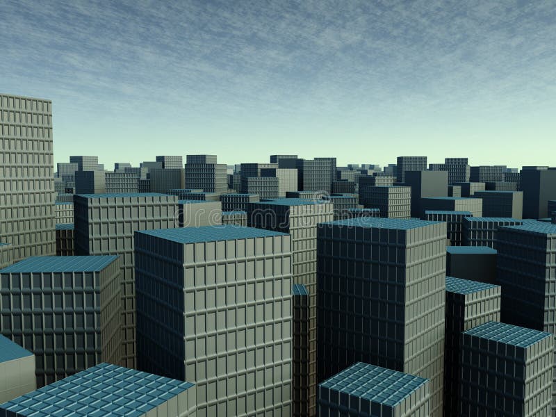 Future City in Late Afternoon Light Stock Illustration - Illustration ...