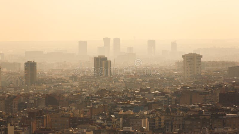 Smog over Barcelona editorial image. Image of outdoor - 85628115