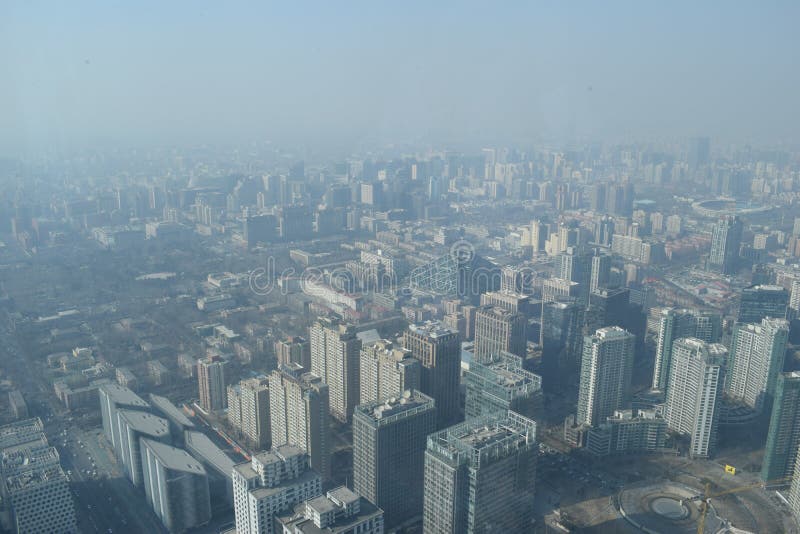 Smog over Beijing stock photo. Image of tower, beijing - 99545058