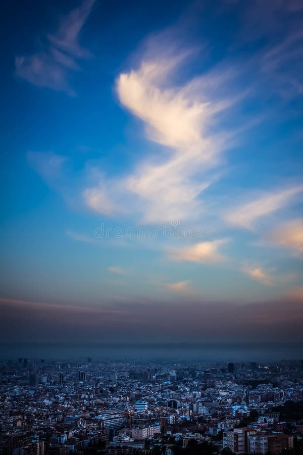 Smog Over the Urban Landscape at Sunset Stock Photo - Image of horizon ...