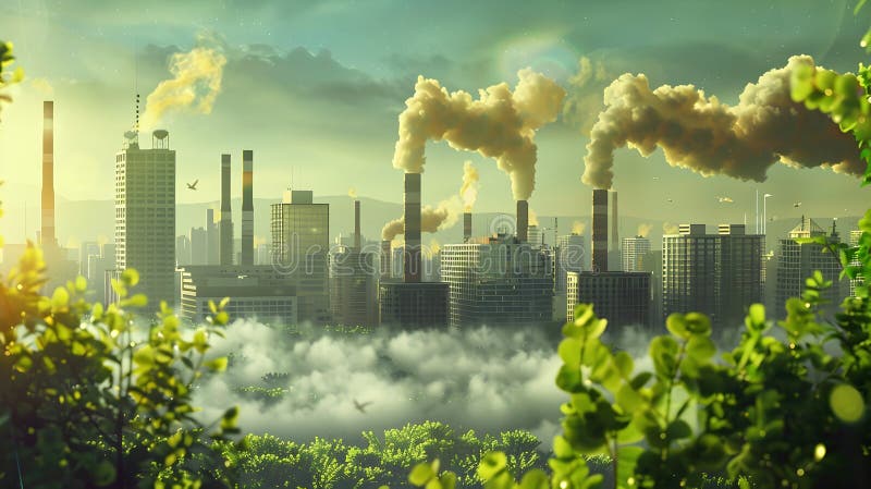 Smog and Smoke Over Cityscape Illustration Stock Illustration ...