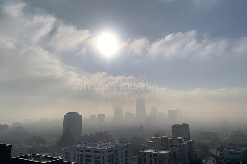 Smog Visible in the Sky, Obscuring the Sun and Creating a Dreary Day ...