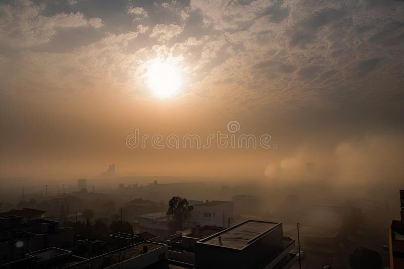 Smog Visible in the Sky, Obscuring the Sun and Creating a Dreary Day ...