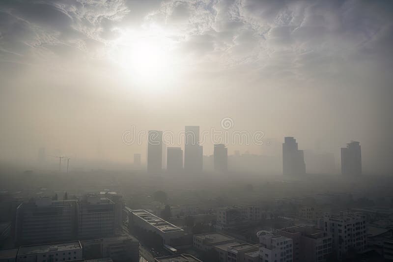 Smog Visible in the Sky, Obscuring the Sun and Creating a Dreary Day ...