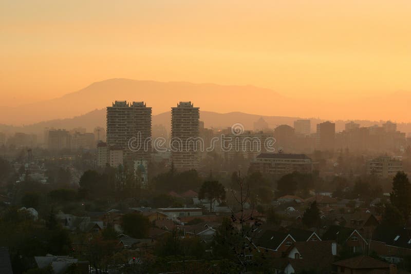 Smoggy Sunset stock photo. Image of high, corporate, architecture - 2244954