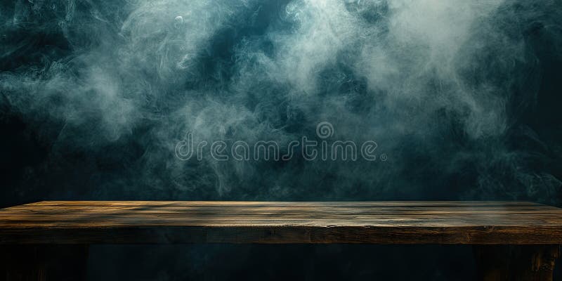 Smoke Above Wooden Table: Dark Background and Ethereal Mist, Rustic ...