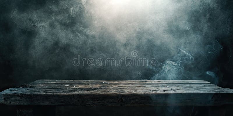 Smoke Above Wooden Table: Dark Background and Ethereal Mist, Rustic ...