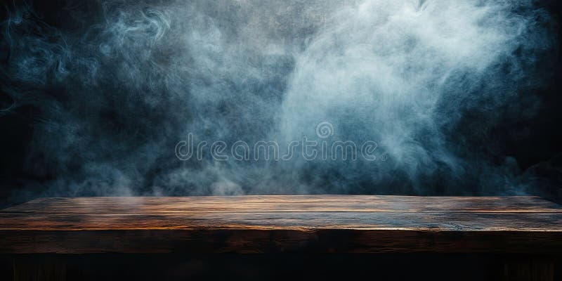 Smoke Above Wooden Table: Dark Background and Ethereal Mist, Rustic ...