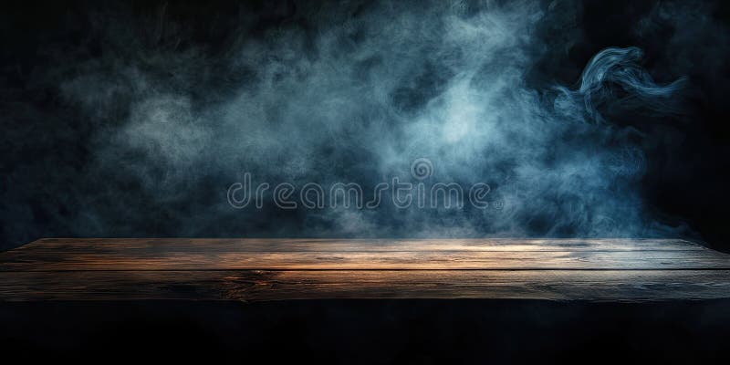 Smoke Above Wooden Table: Dark Background and Ethereal Mist, Rustic ...