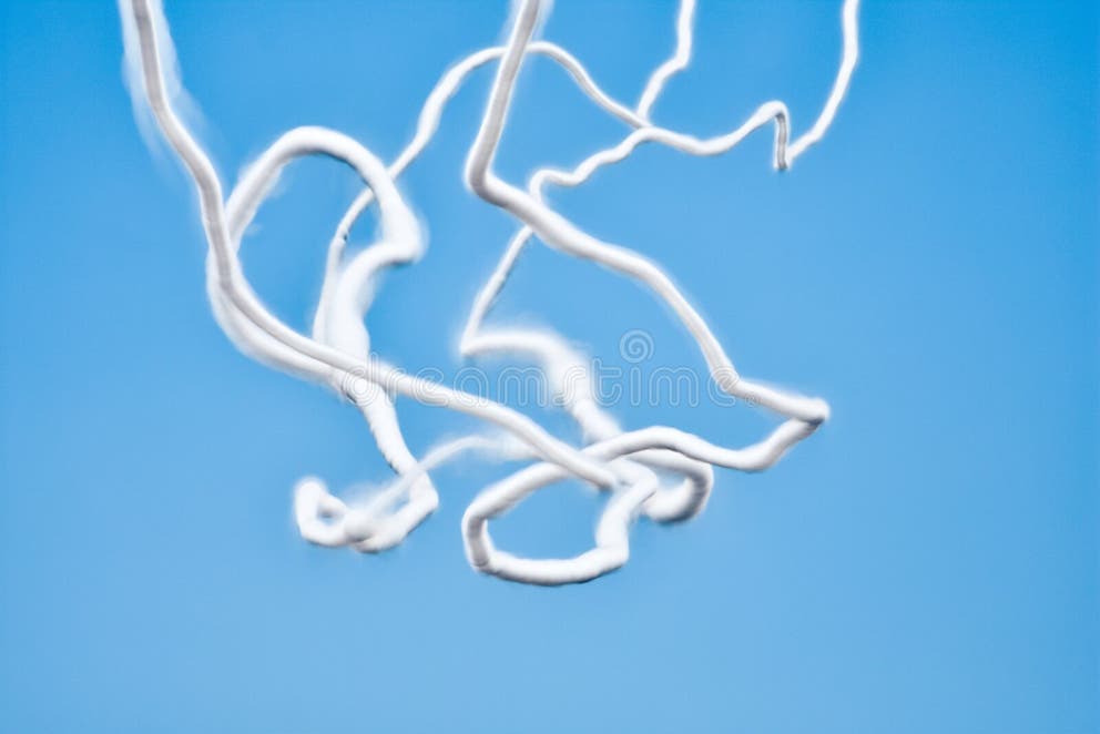 Smoke from an Aircraft on Blue Sky Stock Image - Image of condensation ...