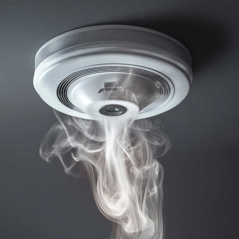 Smoke Alarm Detecting Smoke Emitting from Ceiling Stock Illustration ...