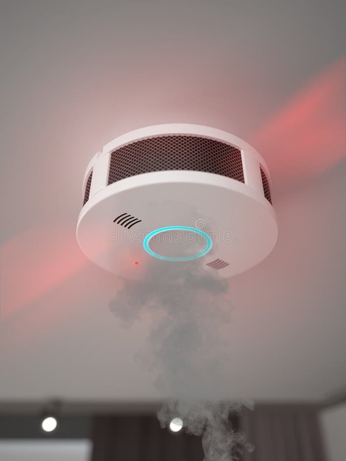 Smoke and Alarming Detector on the Room Ceiling. 3D Illustration Stock ...