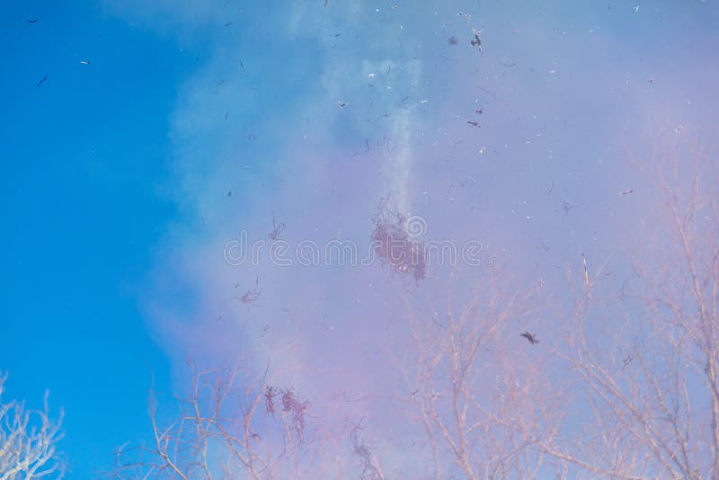 Smoke with Ashes from a Fire Against a Sky. Stock Photo - Image of ...