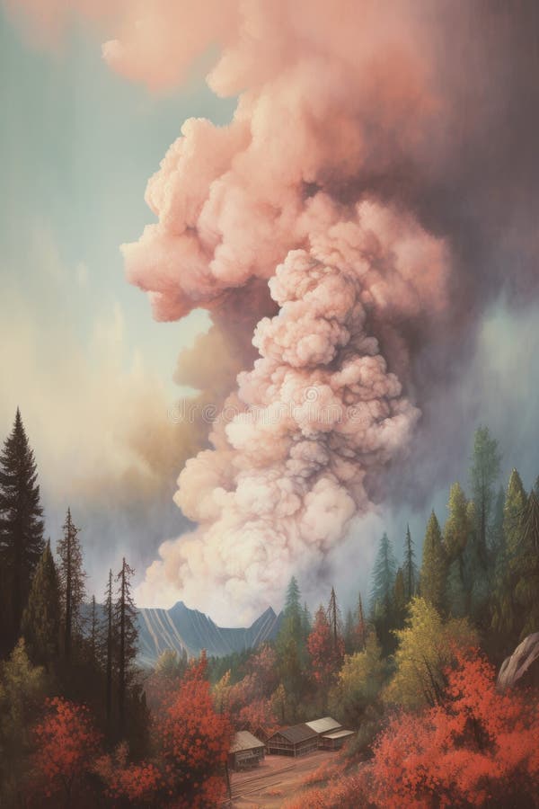 Smoke Billowing from a Distant Wildfire Stock Illustration ...