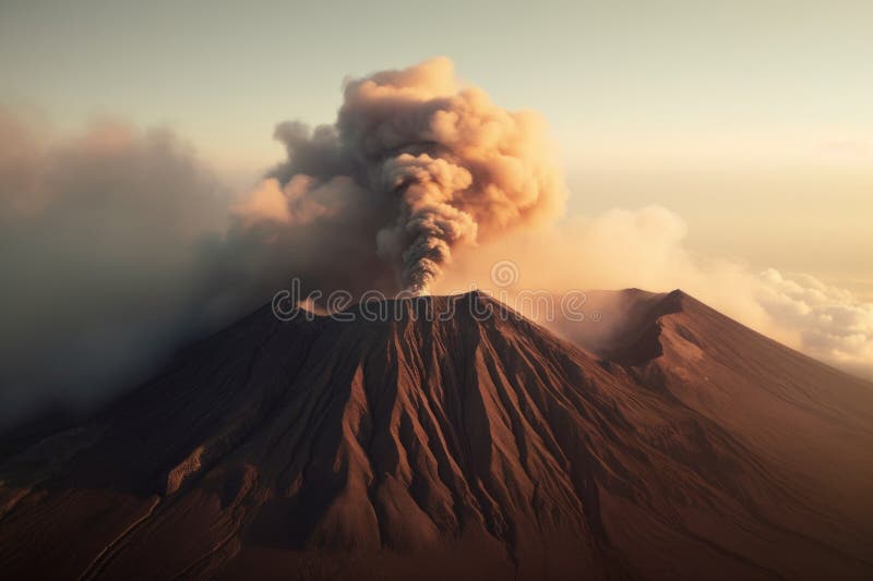Smoke Billowing from the Summit of an Active Volcano Stock Illustration ...