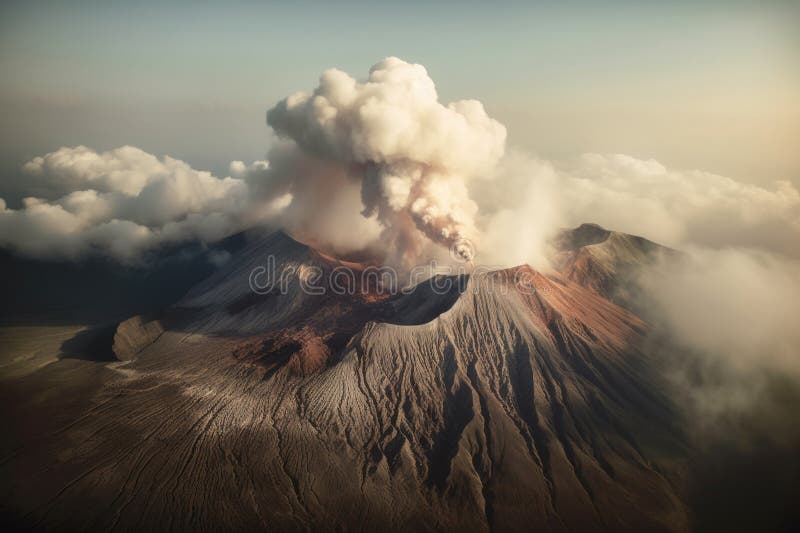 Smoke Billowing from the Summit of an Active Volcano Stock Illustration ...