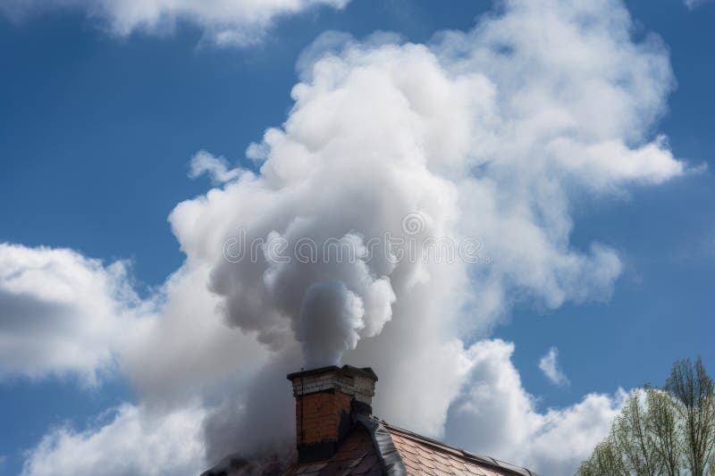 Smoke Billowing from the Top of a Chimney, Rising into the Sky Stock ...