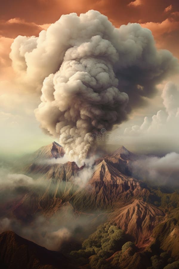 Smoke Billowing from a Volcanos Crater Stock Image - Image of crater ...