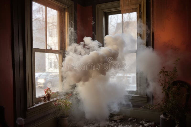 Smoke Billowing from a Window during a Fire Stock Illustration ...