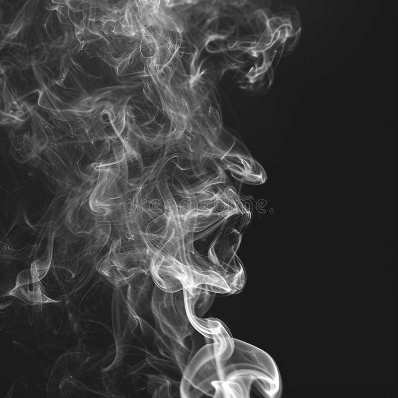 Smoke Billows in the Dark on a Black Background Stock Illustration ...