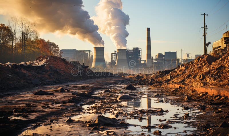 Smoke Billows from Industrial Building Stacks Stock Image - Image of ...
