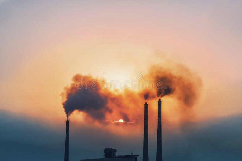Smoke Blocking the Sunset in Clouds Stock Photo - Image of factory ...