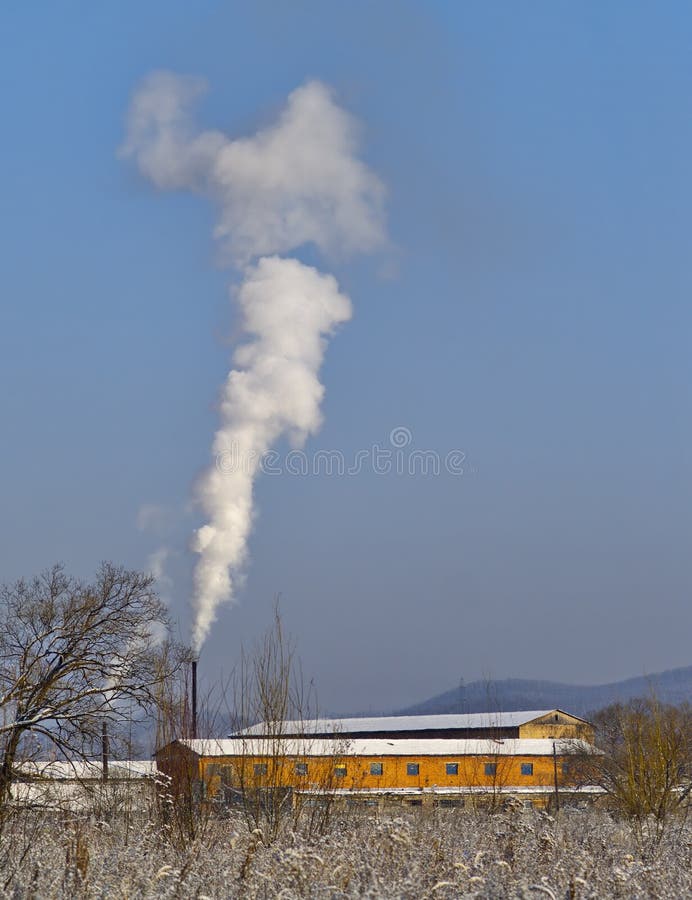 Smoke from a Boiler-house Pipe in the Morning Stock Image - Image of ...